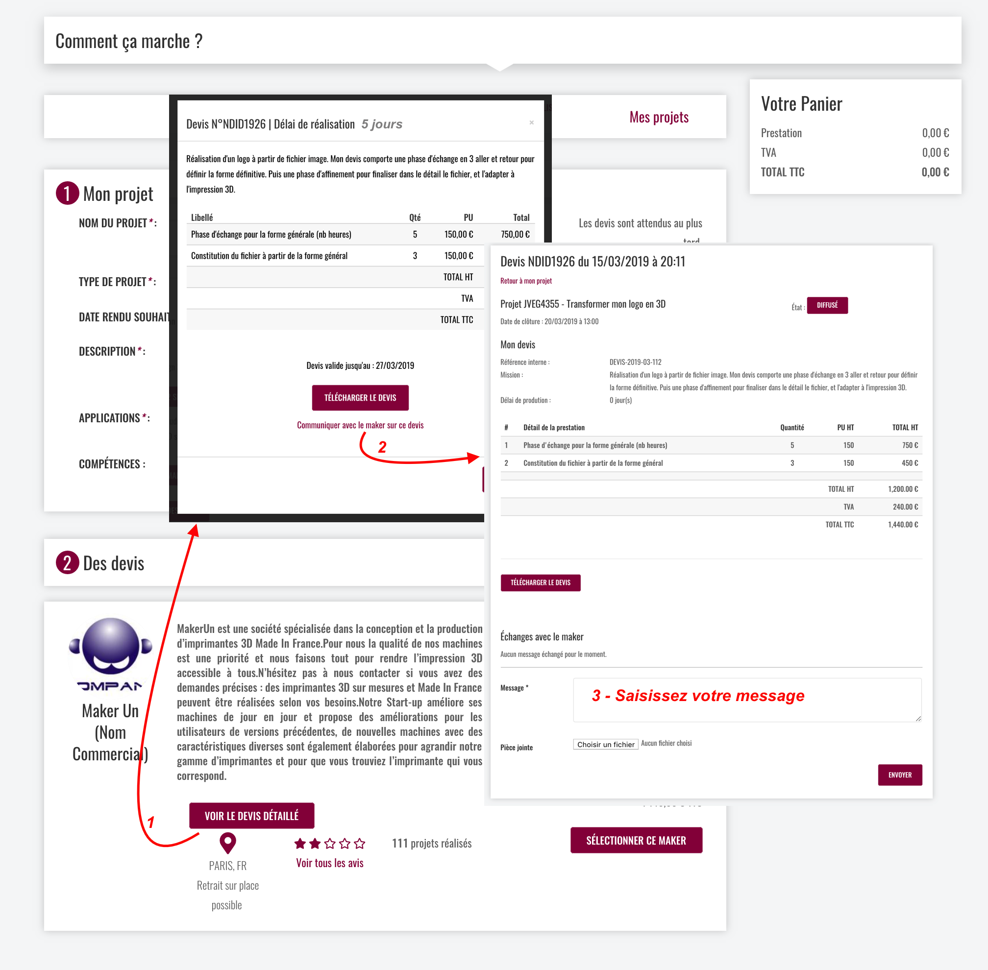 Comment poser des questions sur un devis ? - United 3D Makers