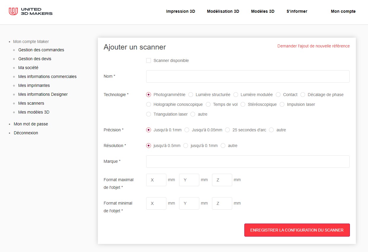 Comment définir mes scanners ? - United 3D Makers